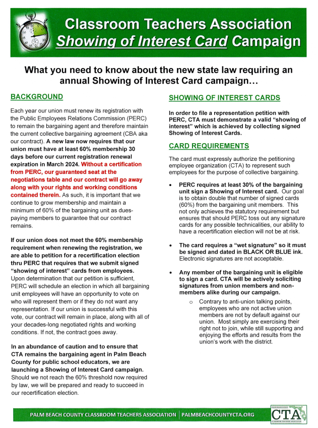 Your Contract and Union are at stake...CTA Recertification & Showing of ...