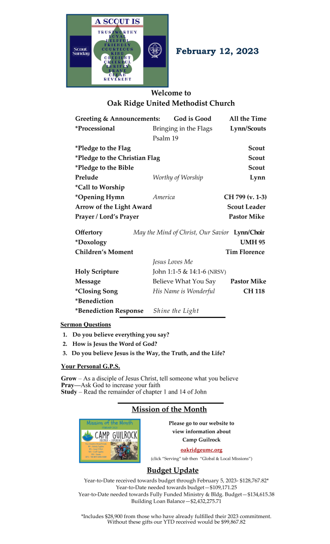 Traditional Worship Service Bulletin