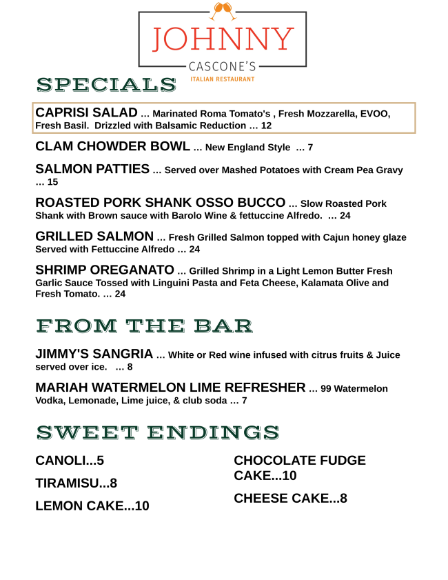 Enjoy Our Friday Dinner Specials🍝