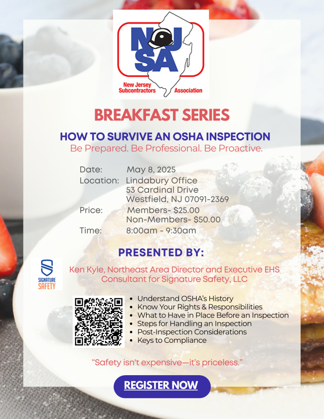 NJSA - May Breakfast Series - HOW TO SURVIVE AN OSHA INSPECTION