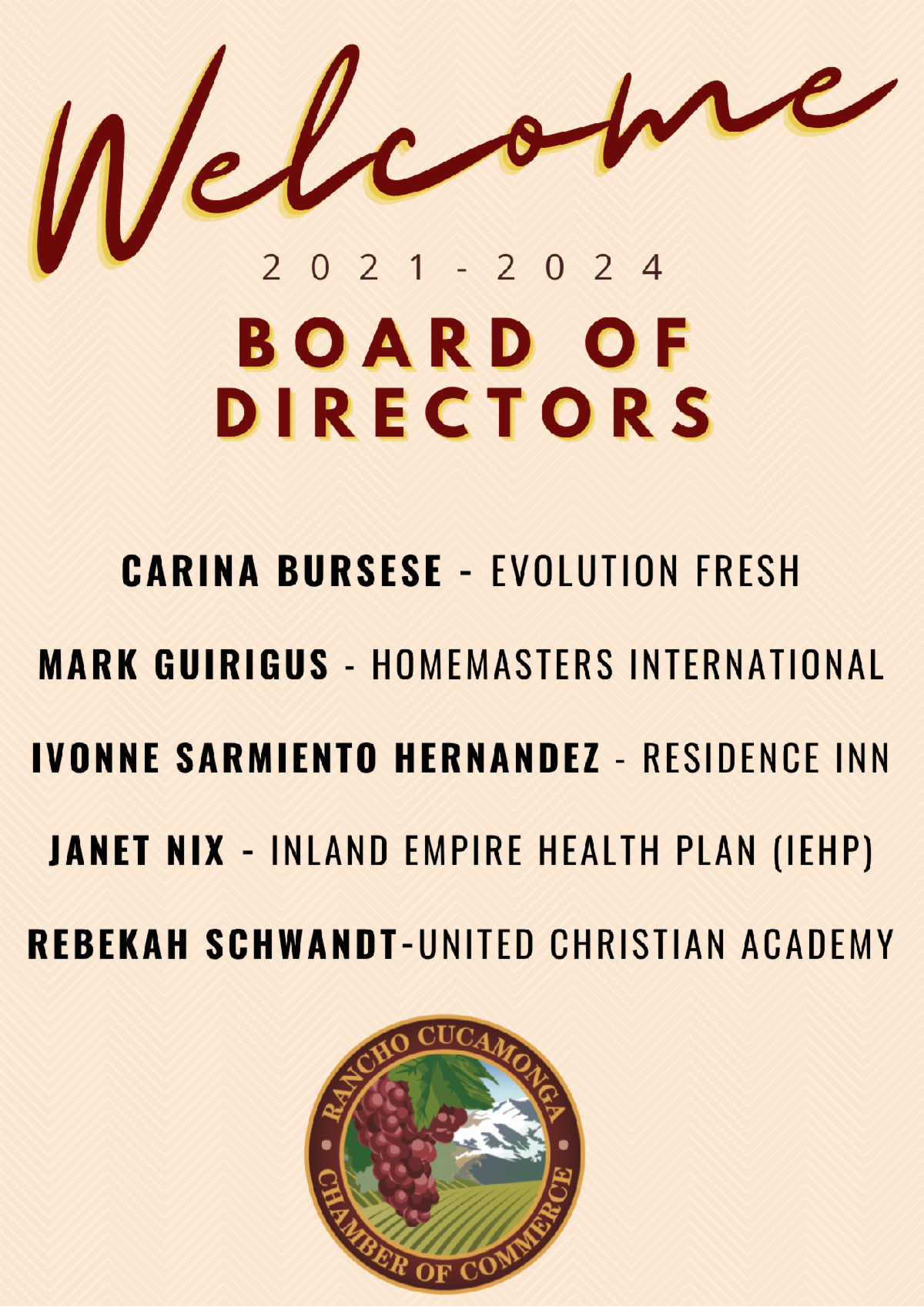 Welcome 2021-2024 New Board of Directors