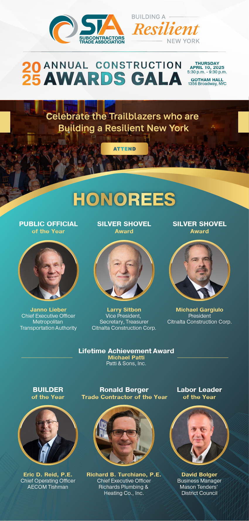 Celebrating Our 2025 STA Gala Honorees! STA Construction Awards Gala ...