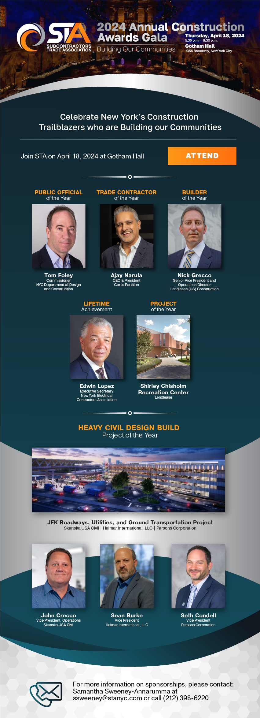 Limited Tickets Available! 2024 STA Construction Awards Gala - April 18