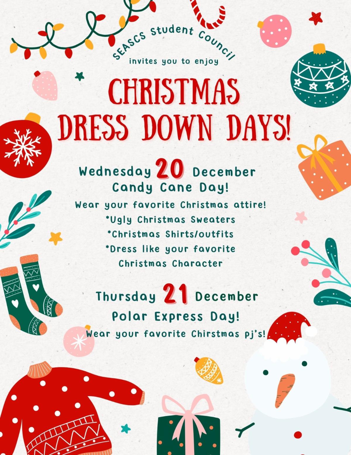 Santa Grams/Dress Down Days 12/20 & 12/21