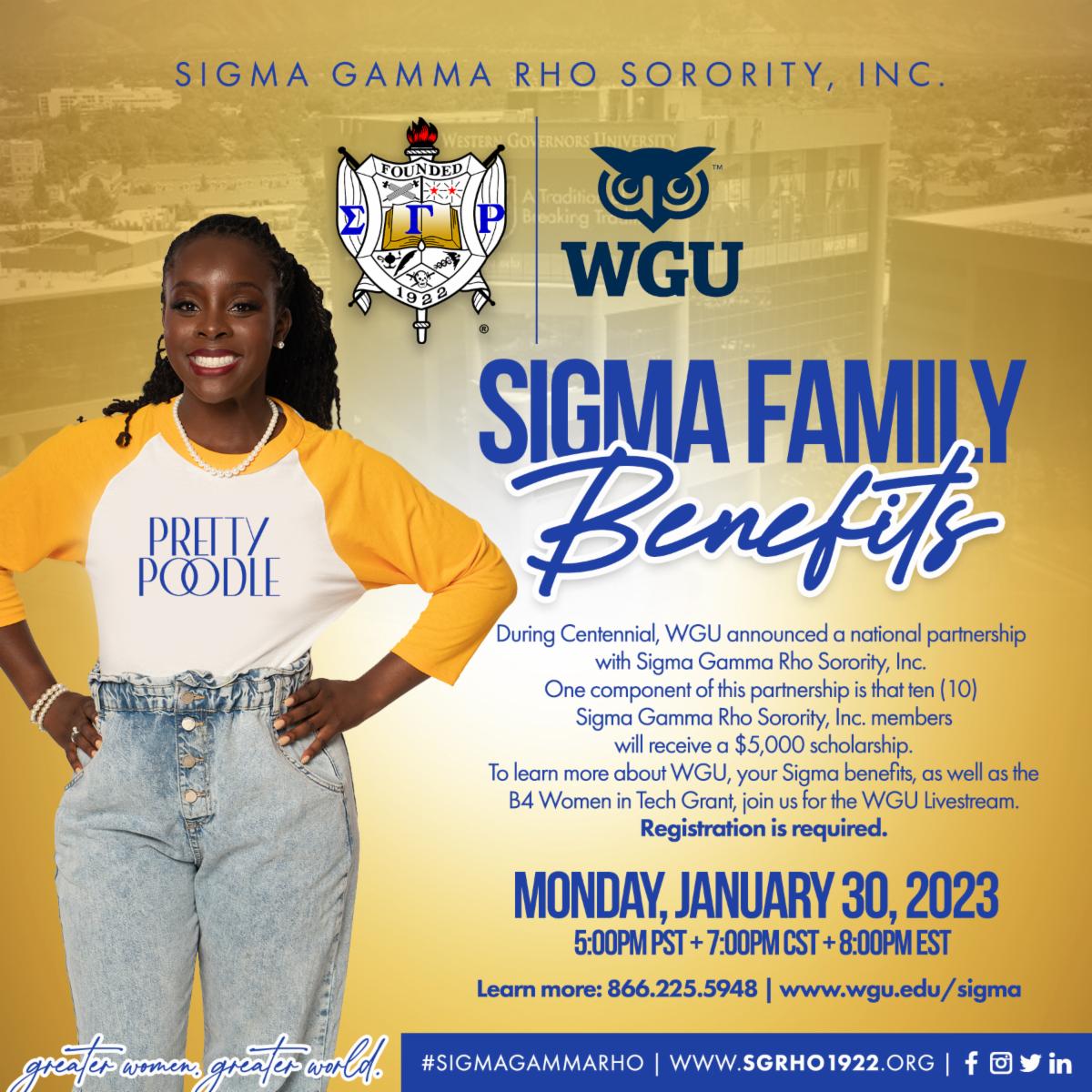 Sigma Family Benefits Workshop with WGU January 30th 2023 Registration