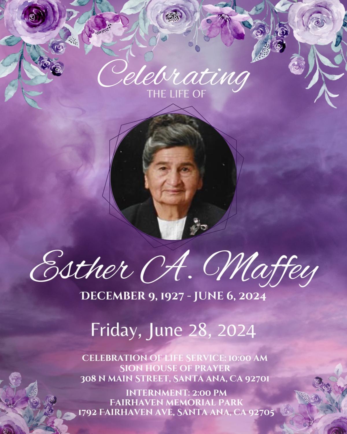 IN LOVING MEMORY / EN AMOROSO RECUERDO Hna. ESTHER AVALOS MAFFEY