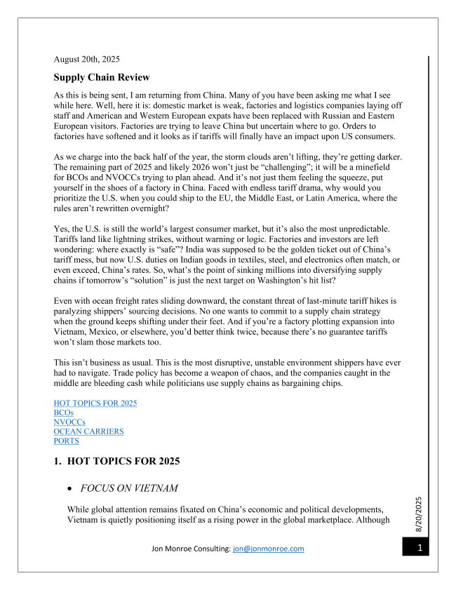 JMC Supply Chain Newsletter