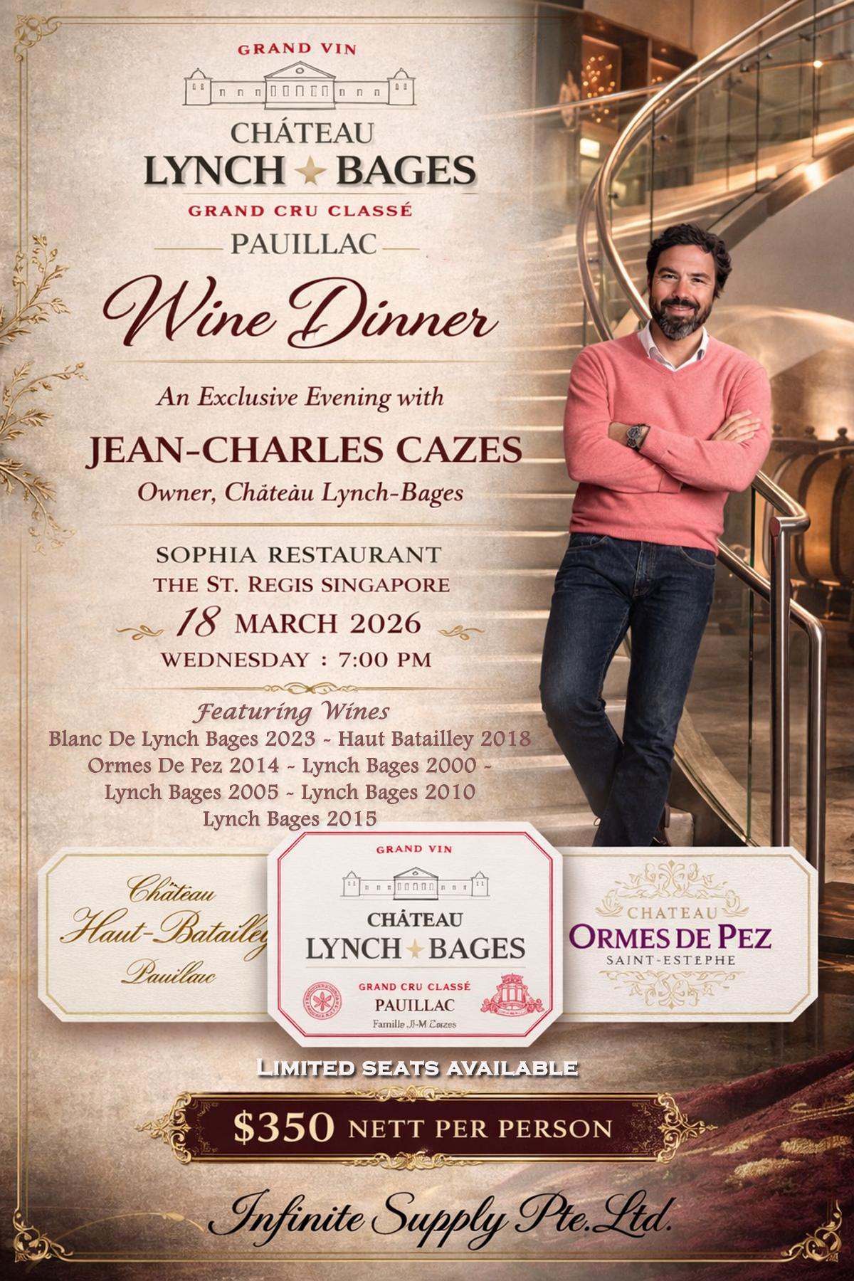 🍷⏱️Château Lynch-Bages Wine Dinner with Jean-Charles Cazes (Château ...