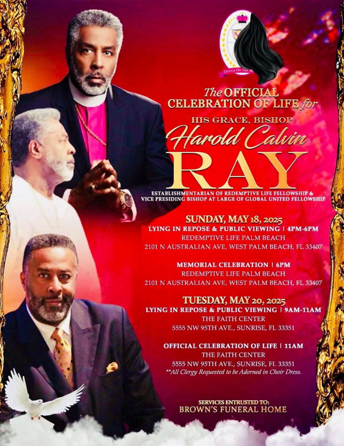 FUNERAL ANNOUNCEMENT: Bishop Harold C. Ray