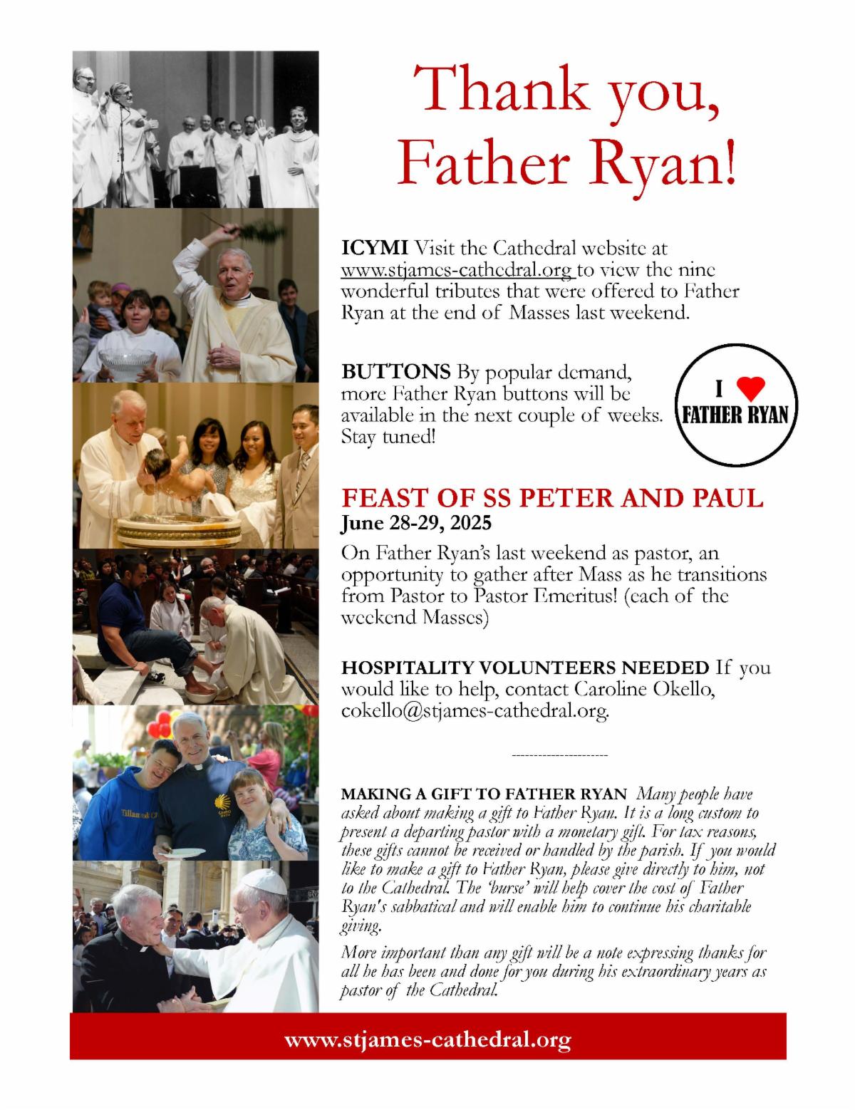 Join us for Father Ryan's last weekend as pastor | Solemnity of SS ...