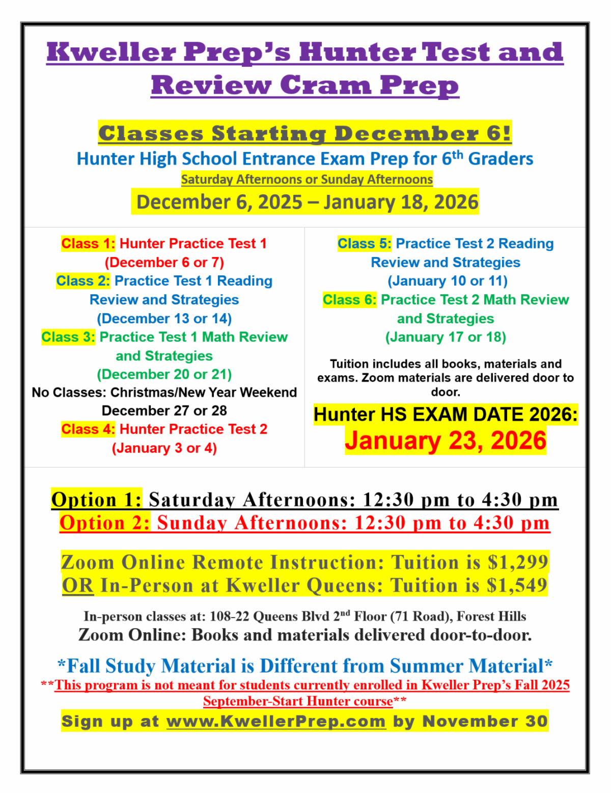 Welcome to Kweller Prep's December Hunter Prep 2025!