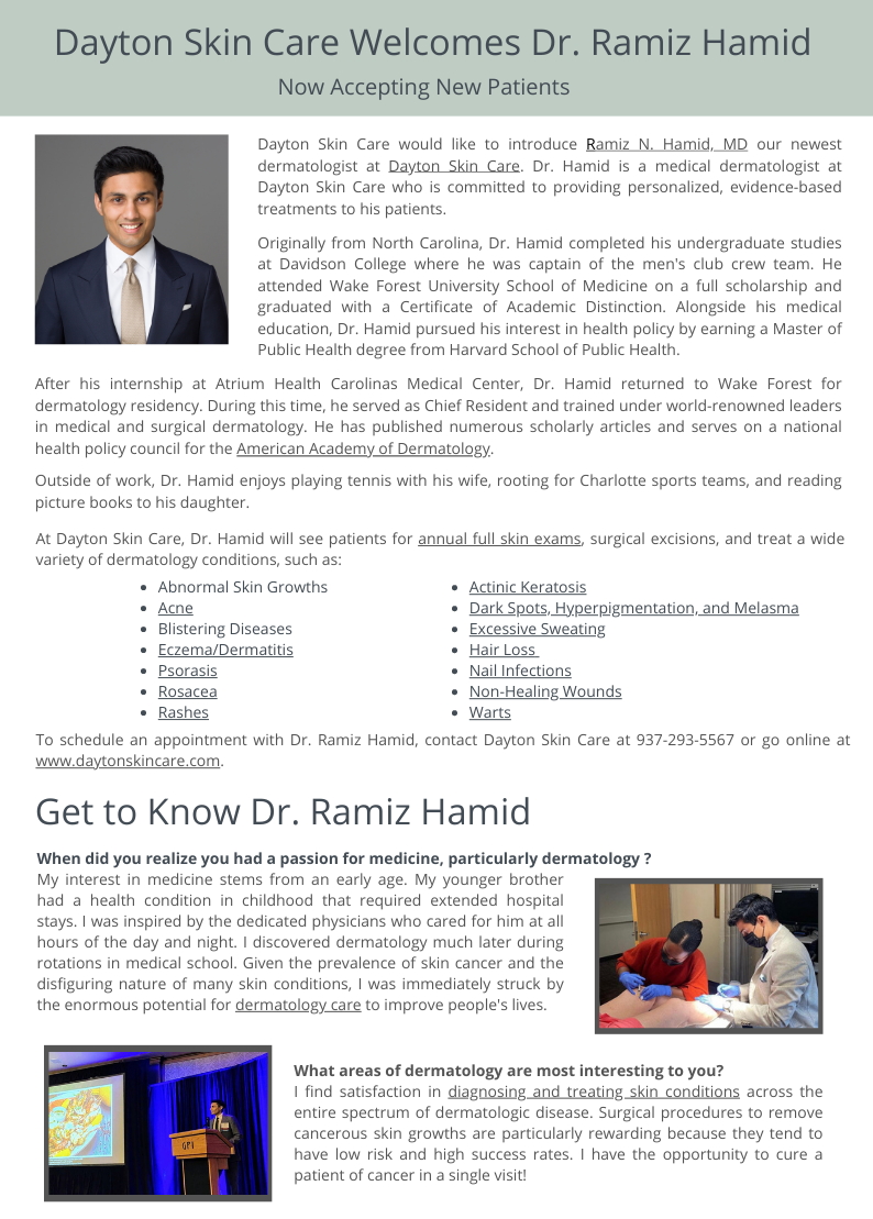 Dayton Skin Care Welcomes Dr. Ramiz Hamid