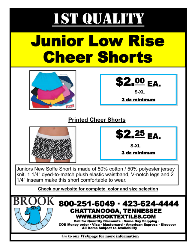 AUTHENTIC SOFFE CHEER SHORTS
