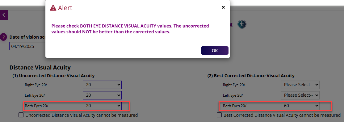 Leidos QTC Health Services RHRP: Vision Screening Form Enhancements