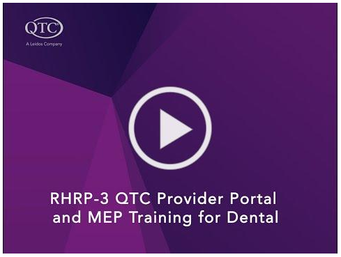 RHRP-3 QTC Provider Portal and MEP Training for Dental