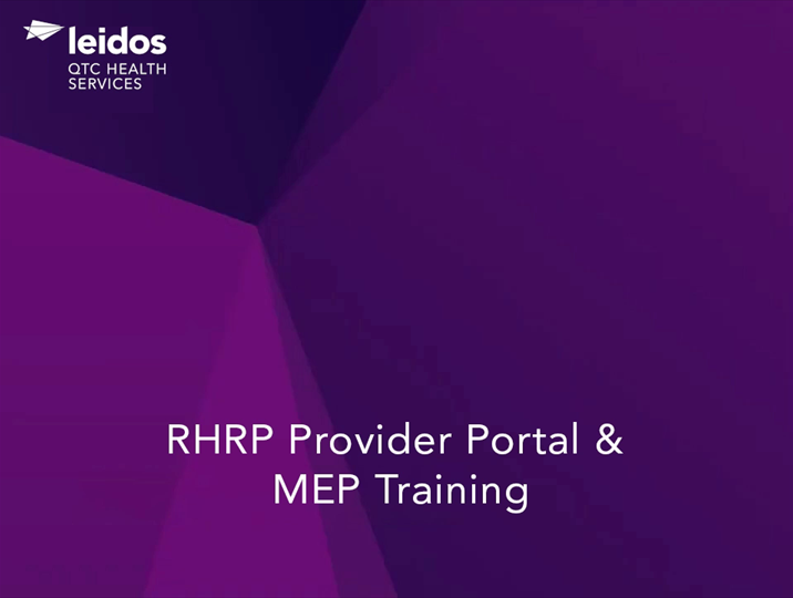 RHRP Provider Portal and MEP Training