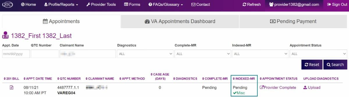 QTC Provider Portal Enhancement - NEW MISC link