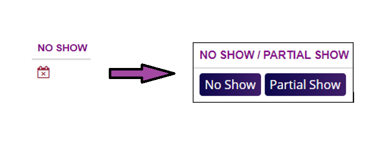 QTC Provider Portal Enhancement - NEW NO SHOW AND PARTIAL SHOW BUTTON