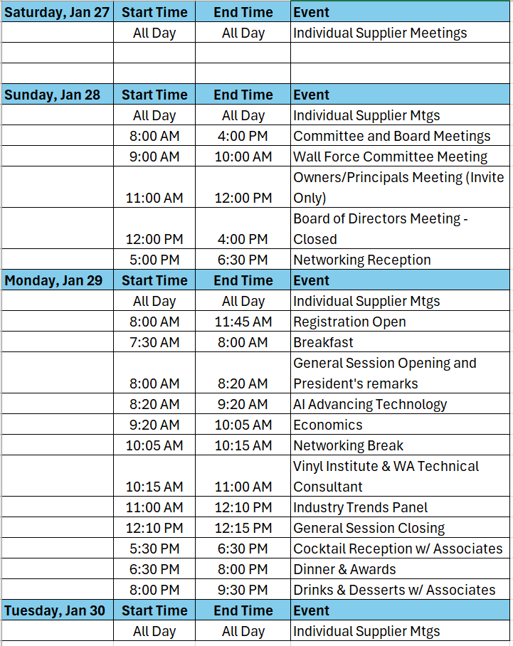 View the Annual Meeting Schedule + Attendee List