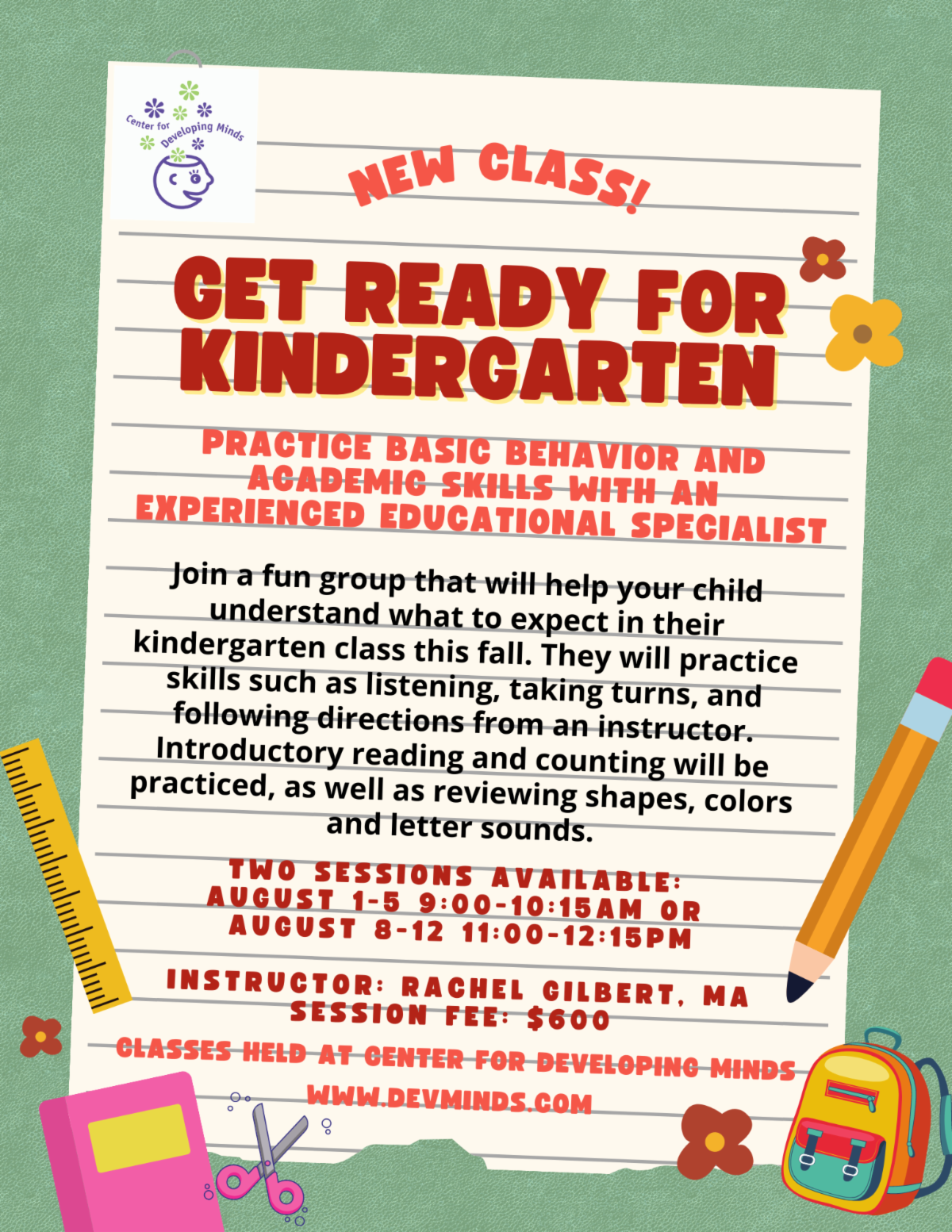 New groups and classes available in August and September! Sign up now!