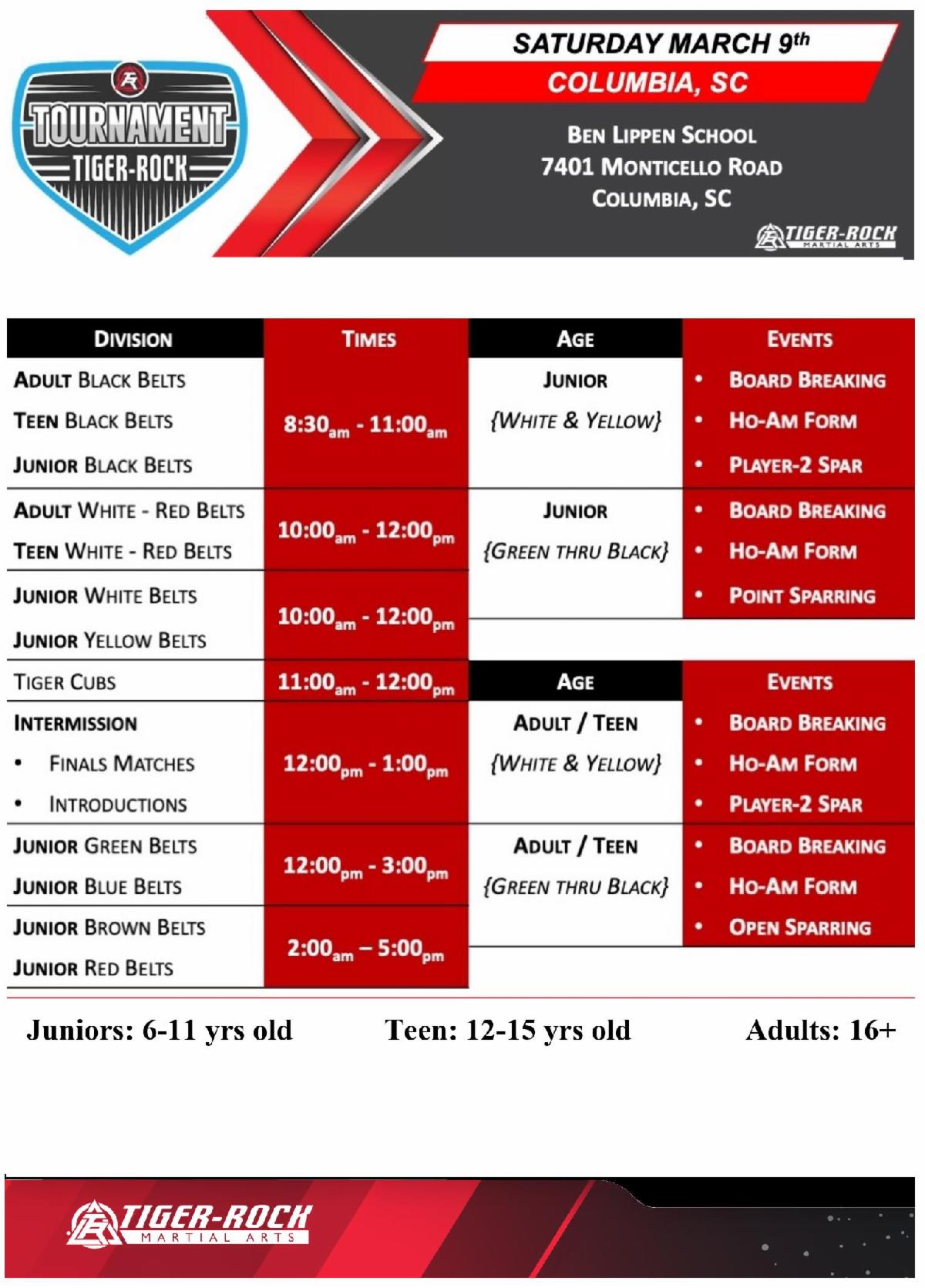 Spring District Tournament Schedule and Hotel Information