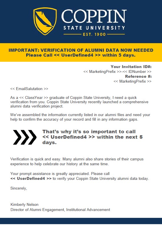 It's Legitimate - Verification of Coppin State University Alumni