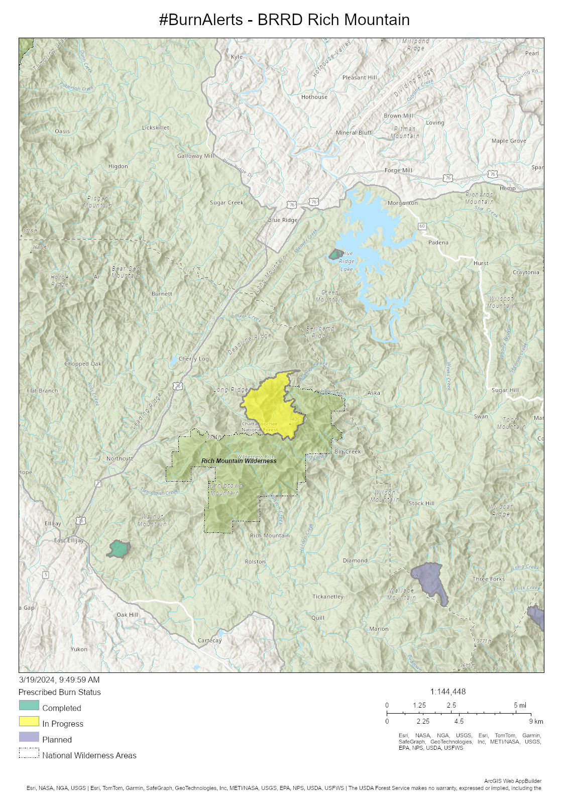 #BurnAlerts - PRESCRIBED FIRE ~ 6 miles S of Blue Ridge, Ga.
