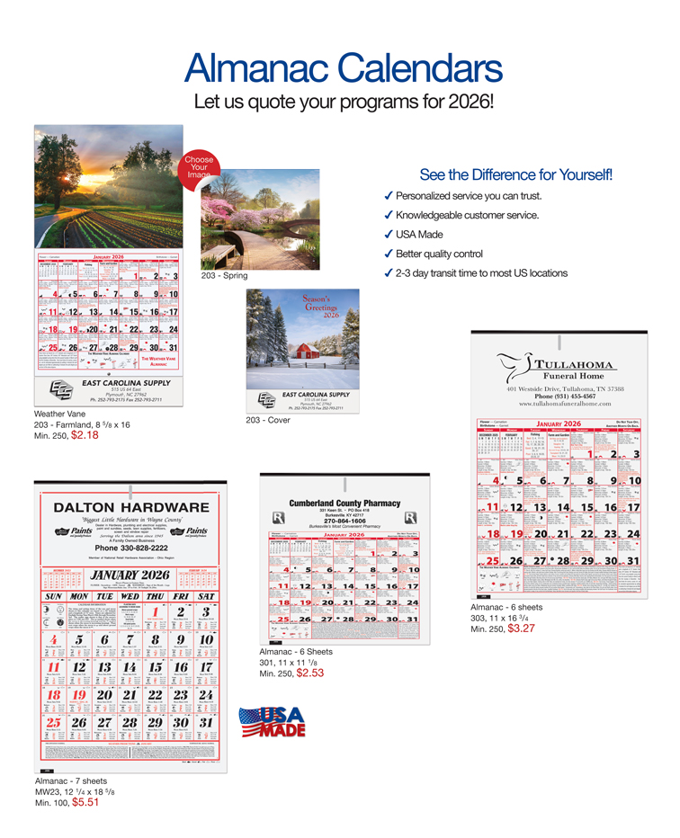 Almanac Calendars = Year-Round Value – Early Pricing Ends 7/1