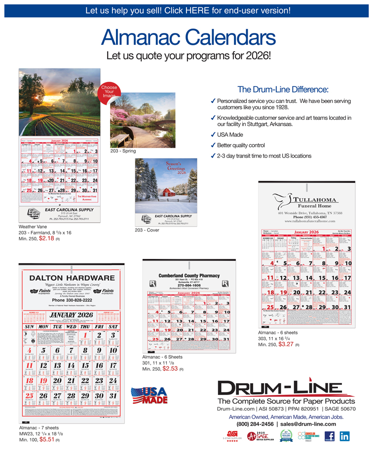 Almanac Calendars = Year-Round Value – Early Pricing Ends 7/1