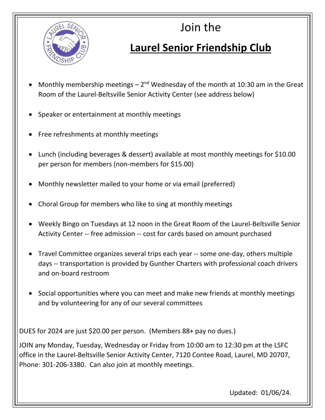 District 1 Senior Living Newsletter
