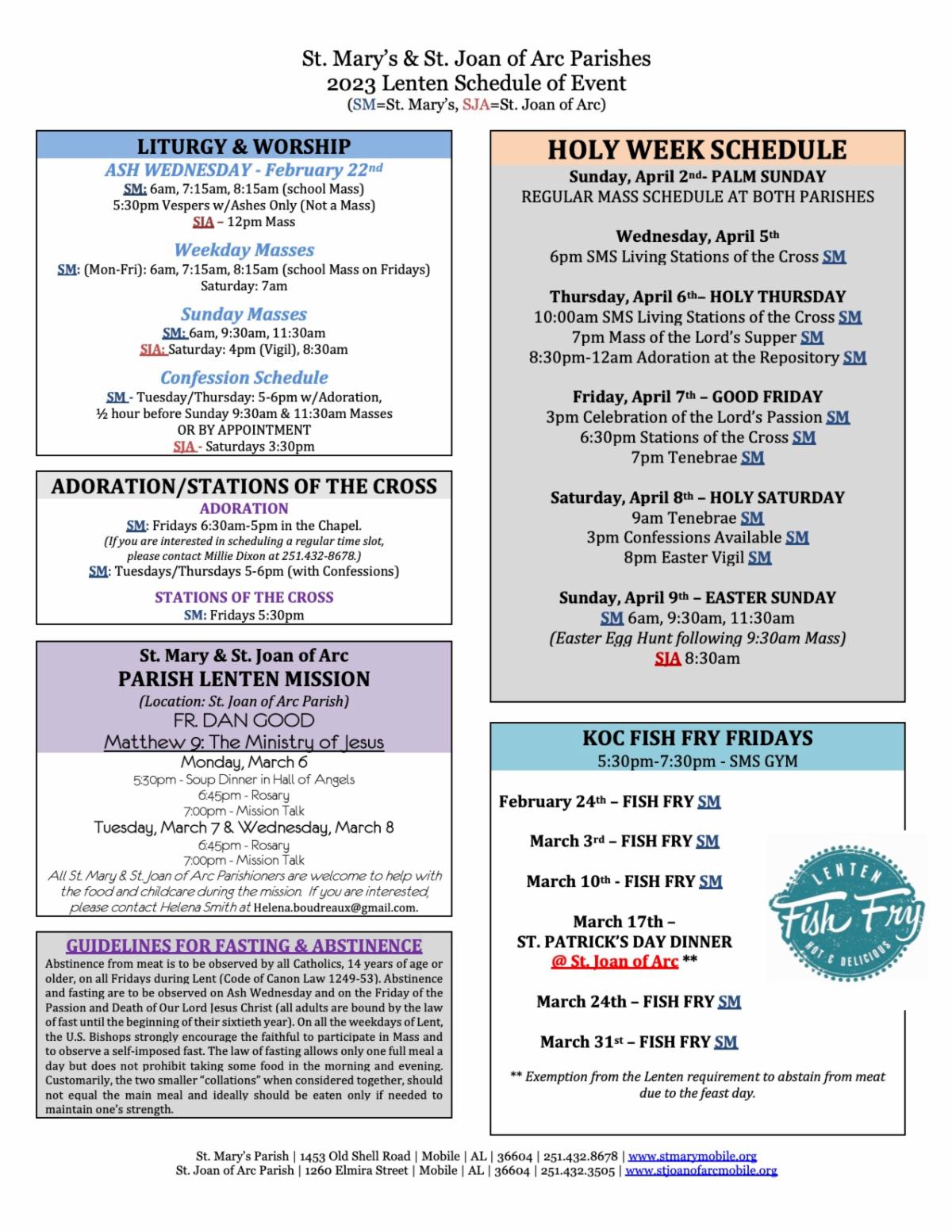 Lent begins one week from today with Ash Wedesday