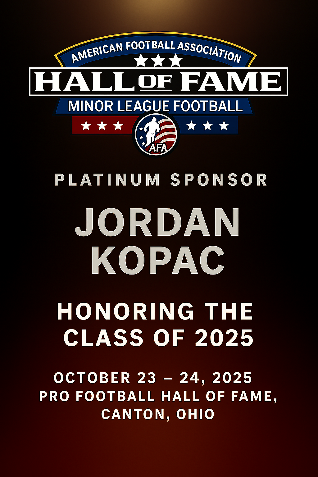 American Football Association 2025 Hall of Fame Program Ads & Sponsorship
