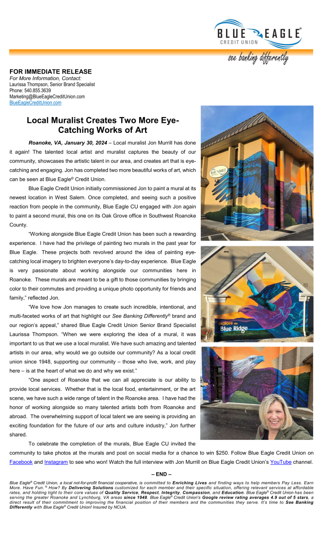 Local Muralist Creates Two More Eye-Catching Works of Art