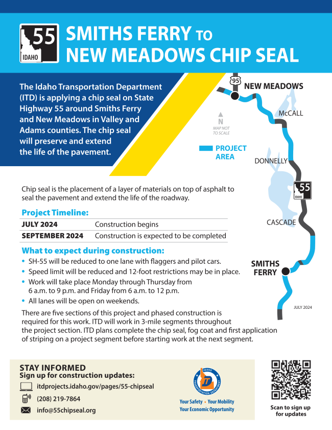 SH-55: Smiths Ferry to New Meadows Chip Seal