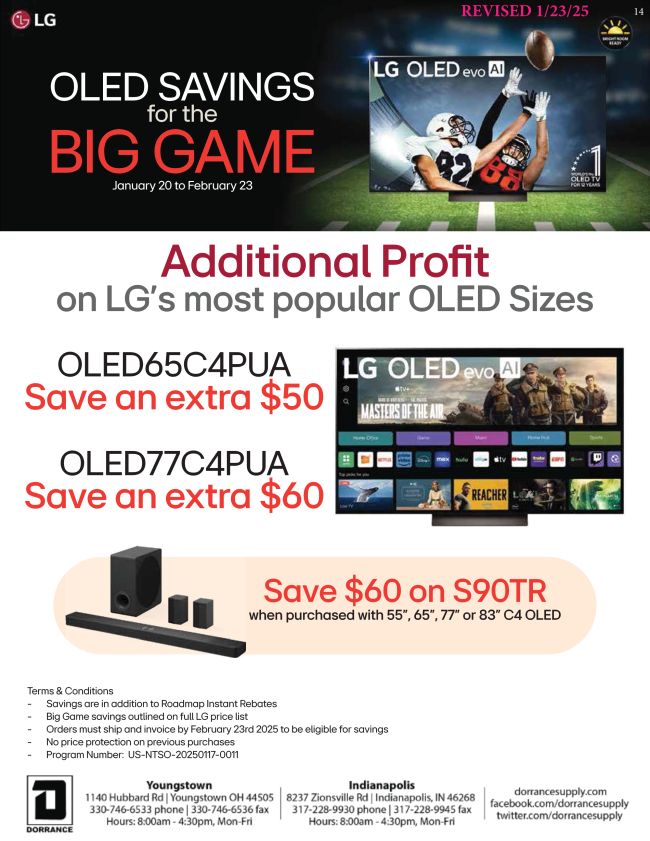 LG Price Sheet / LG Roadmap Update 1/23/25