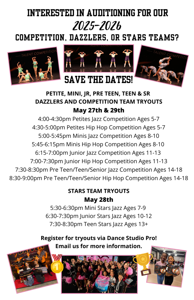 B*Dazzled Dancers : Stars & Competition Team Tryouts Next Week