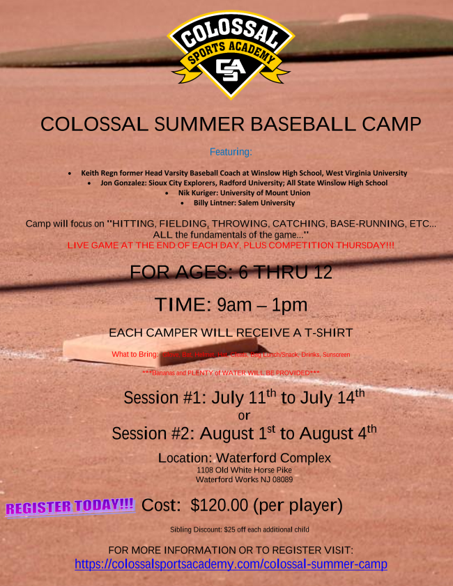 Colossal Sports Academy 2022 Summer Baseball Camp