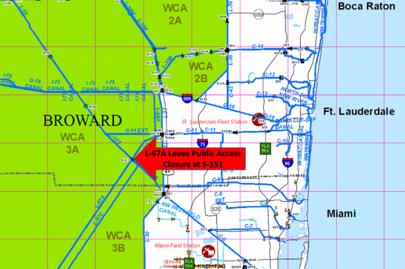L-67A Levee Public Access Temporarily Closed Due to S-151 Structure ...