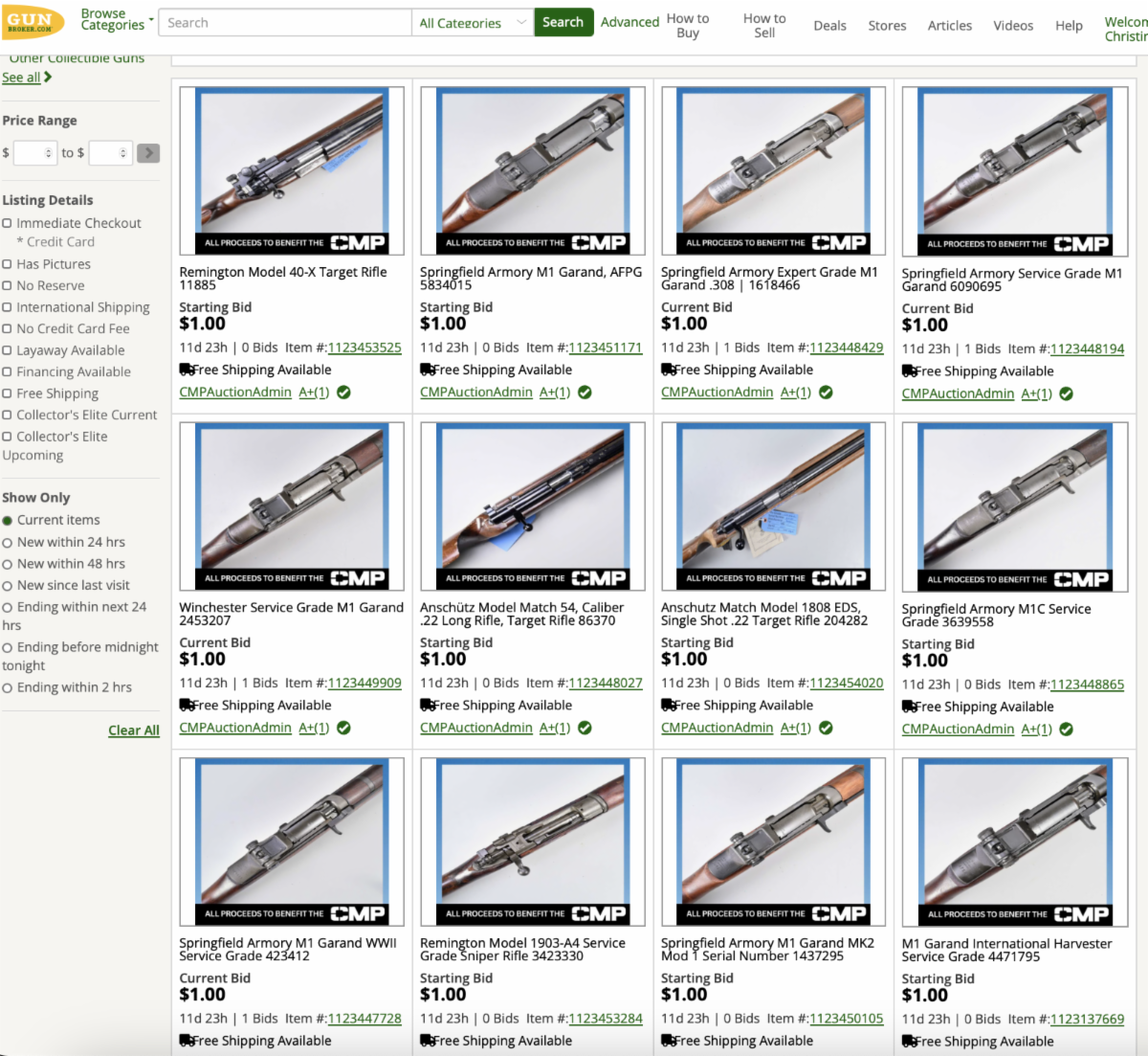 CMP Auctions Start Today on GunBroker.com