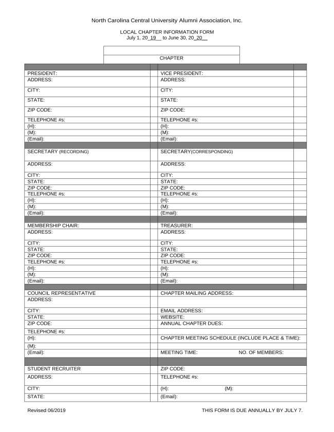 Year End Chapter Reports and Documents
