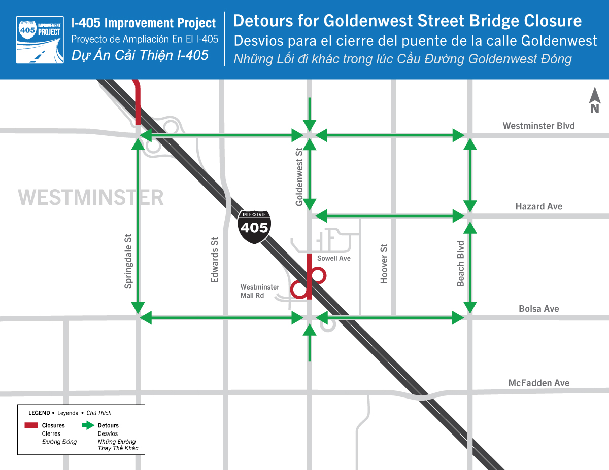 UPDATE! NB I-405 and Goldenwest Street Bridge Closures to Remove Falsework