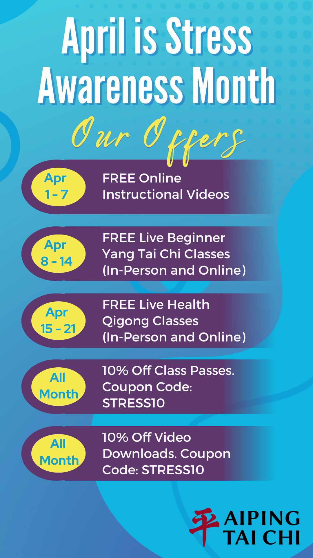 Special Offers All Month Long for Stress Awareness Month