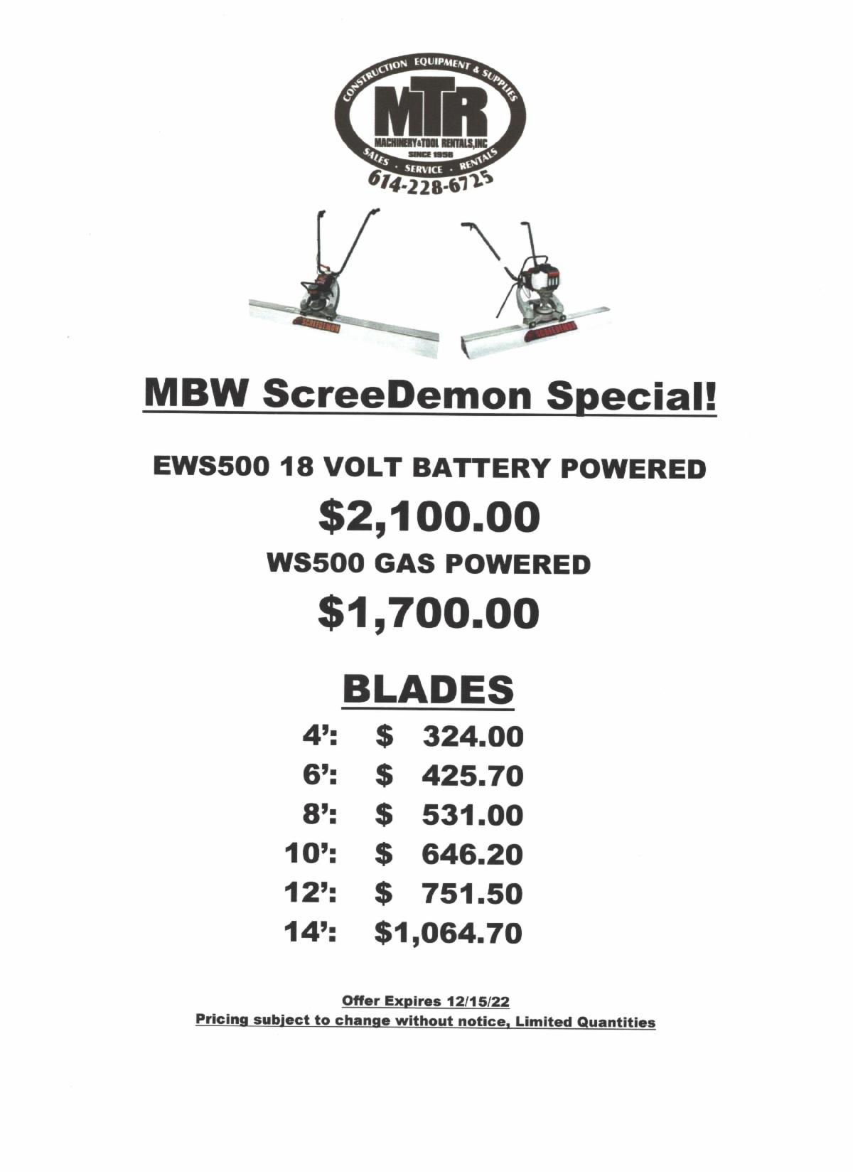 MTR's December 2022 News & Specials