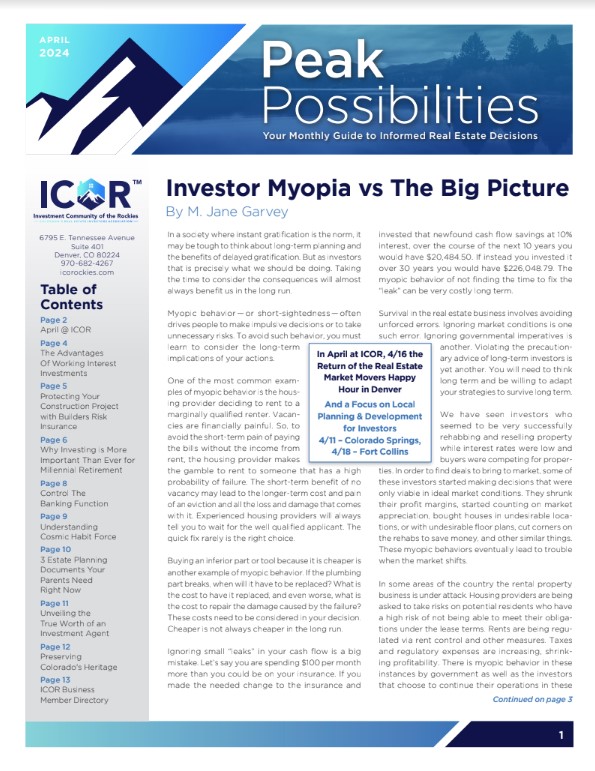 Your Monthly ICOR Newsletter