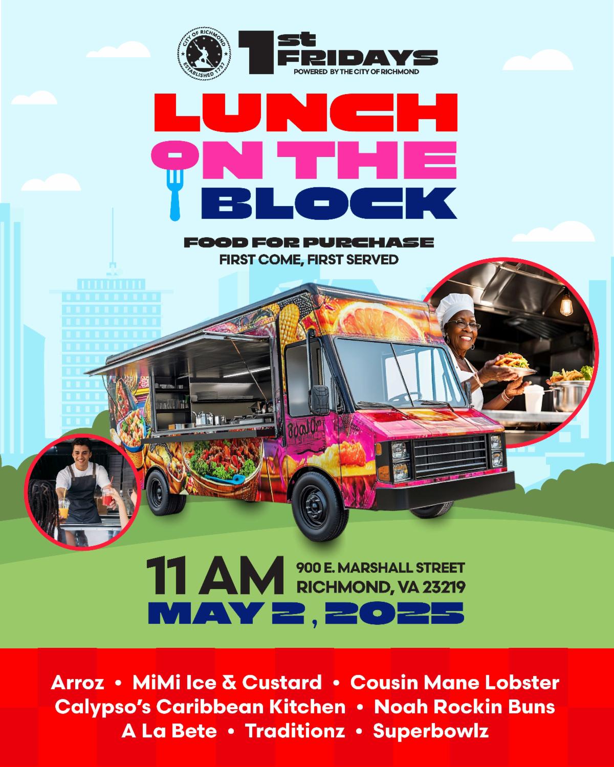 Join us for First Fridays: Lunch on the Block, Friday, May 2 at 11 a.m.