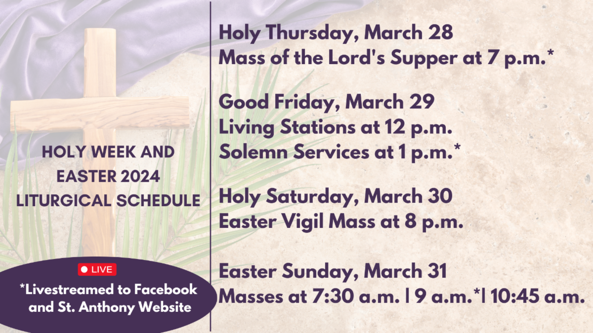 Holy Week Schedule and Opportunities for You!