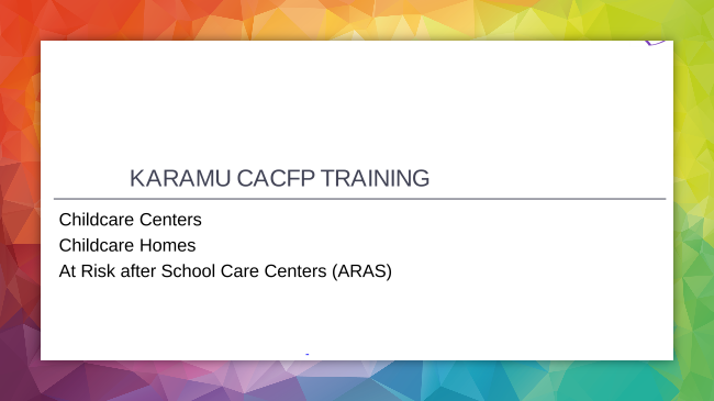 Mandatory Annual CACFP Training