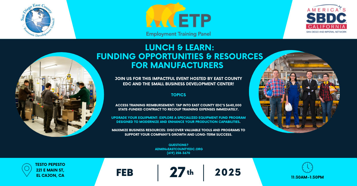 Lunch & Learn: Funding Opportunities & Resources For Manufacturers