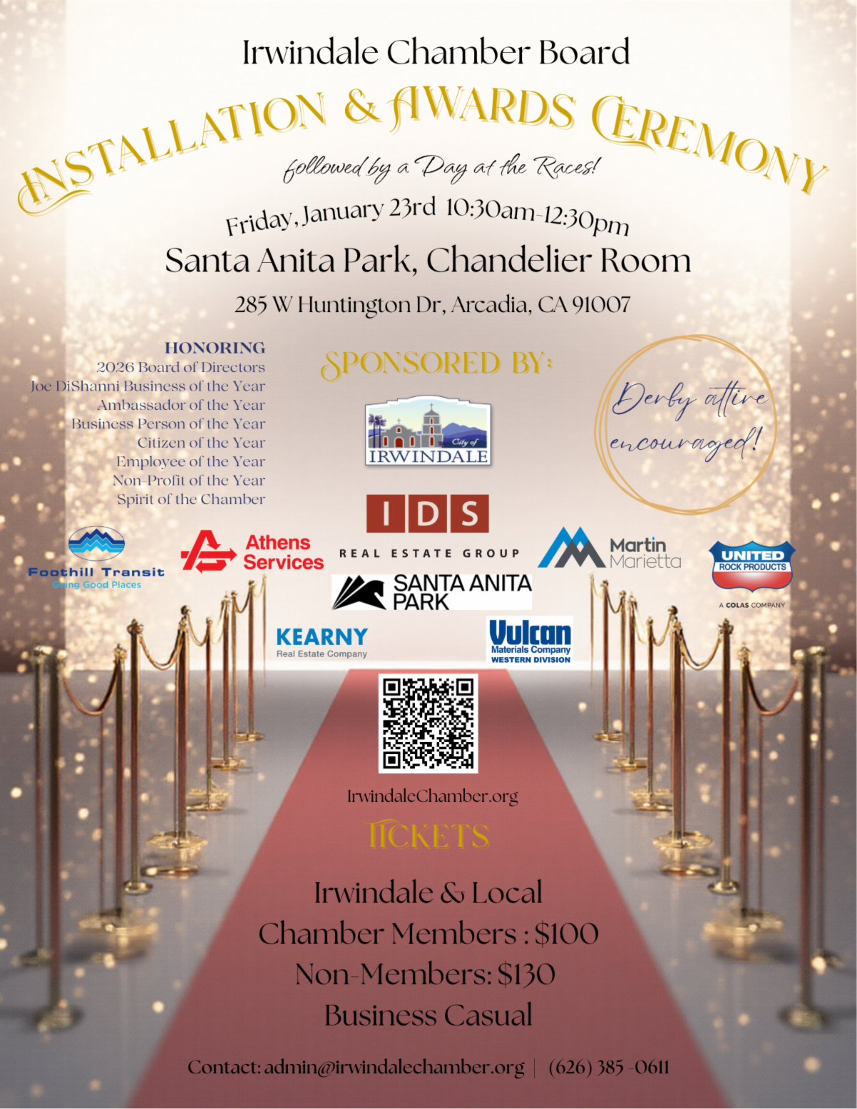 January Event: Irwindale Chamber Annual Awards Gala & Board Installation