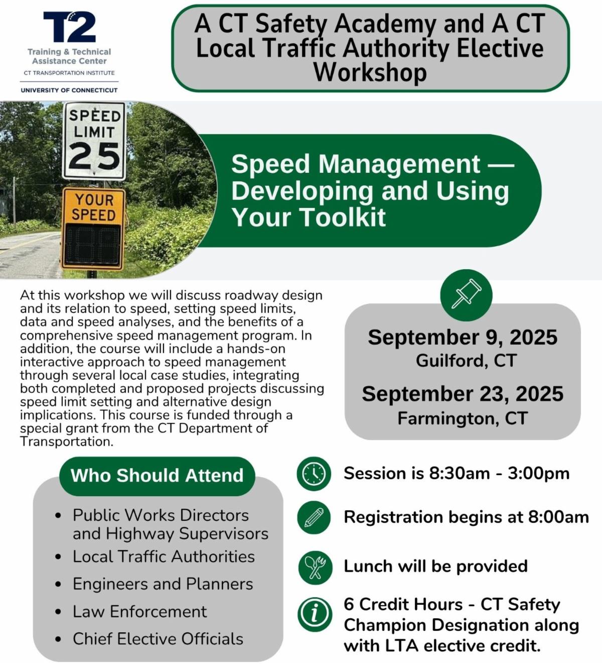 Reminder: T2 TRAINING OPPORTUNITY: Speed Management — Developing and Using Your Toolkit - A CT ...